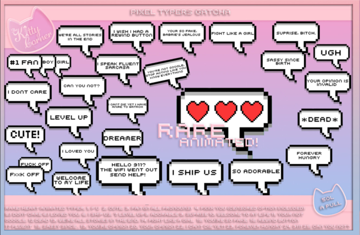 Second Life Marketplace - [TKC] Pixel Typers Full set - ADD ME